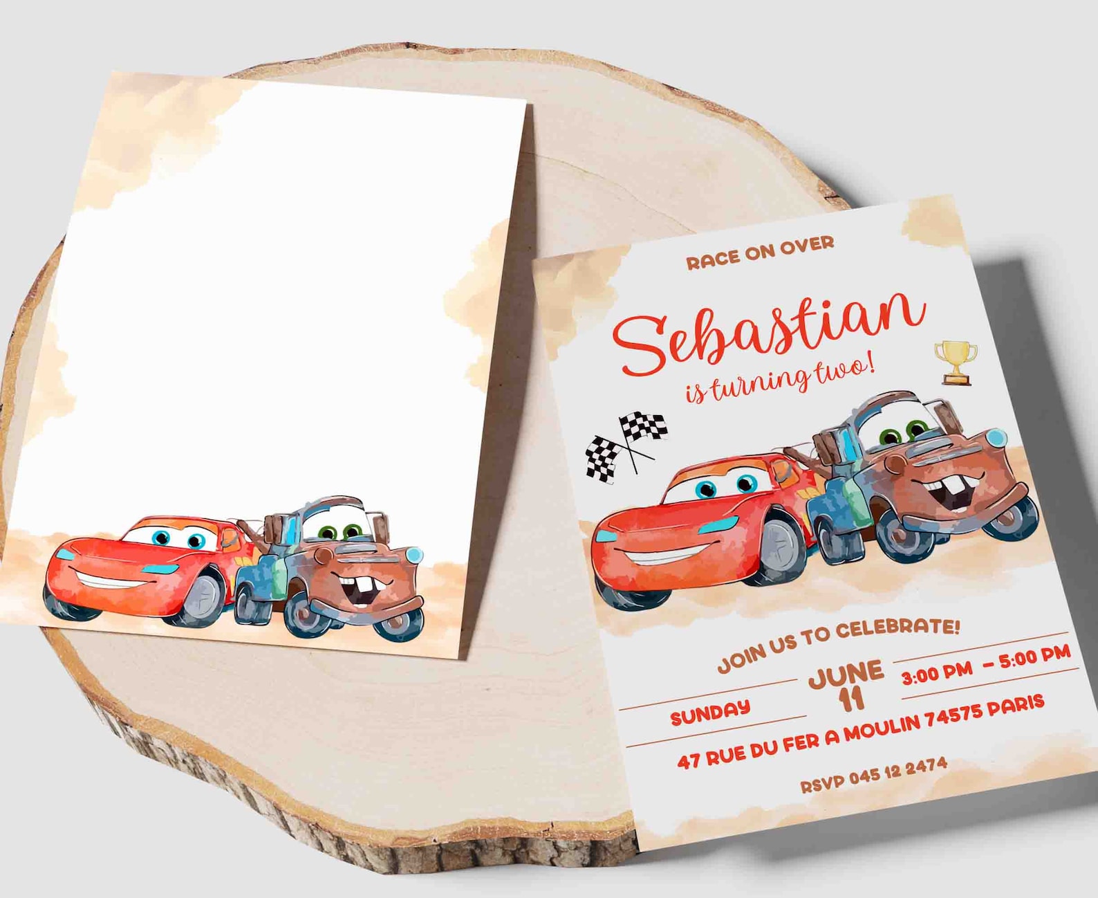 Editable Watercolor Cars Birthday Invitation, Canva Template, Mobile ...