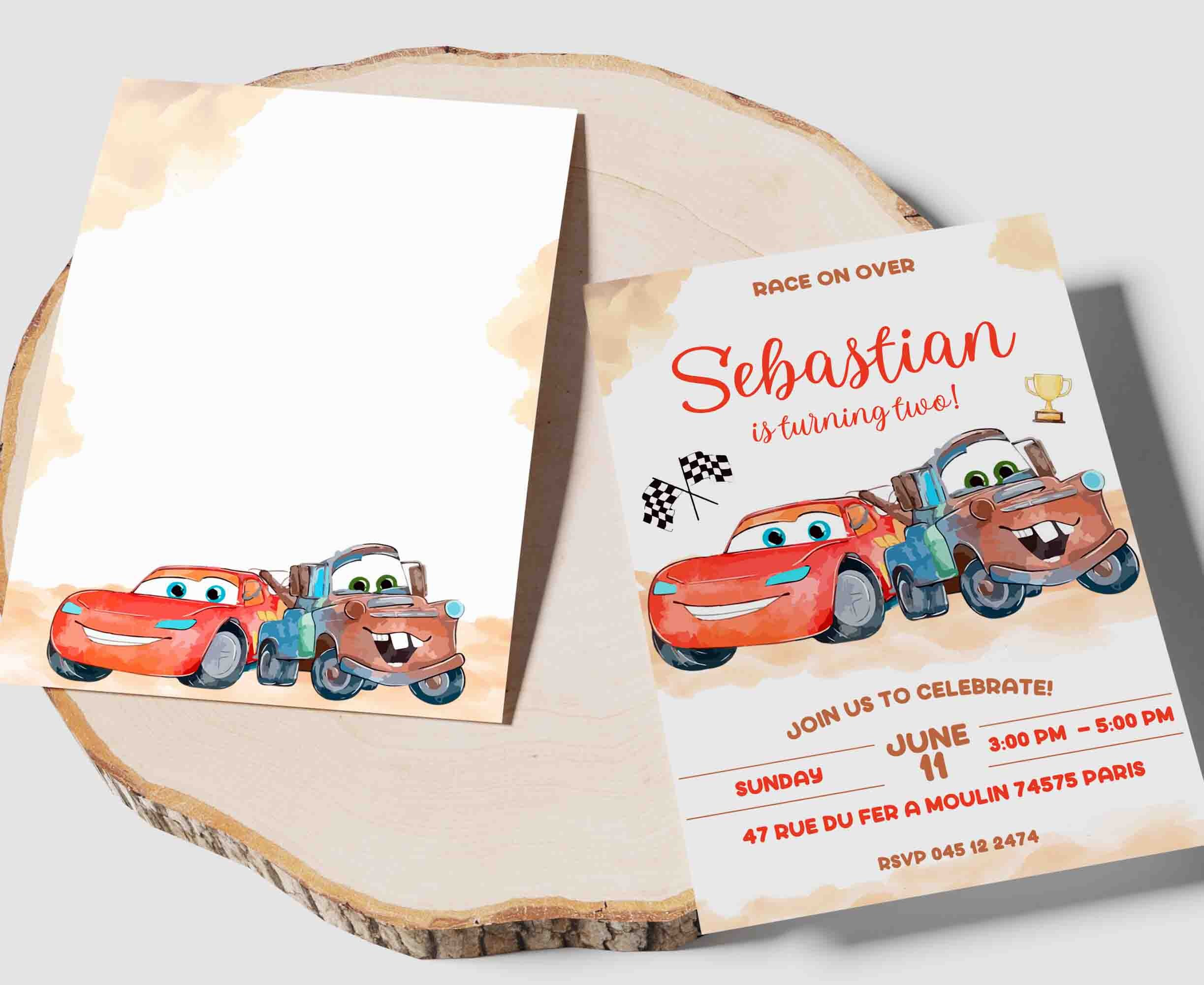 Editable Watercolor Cars Birthday Invitation, Canva Template, Mobile ...