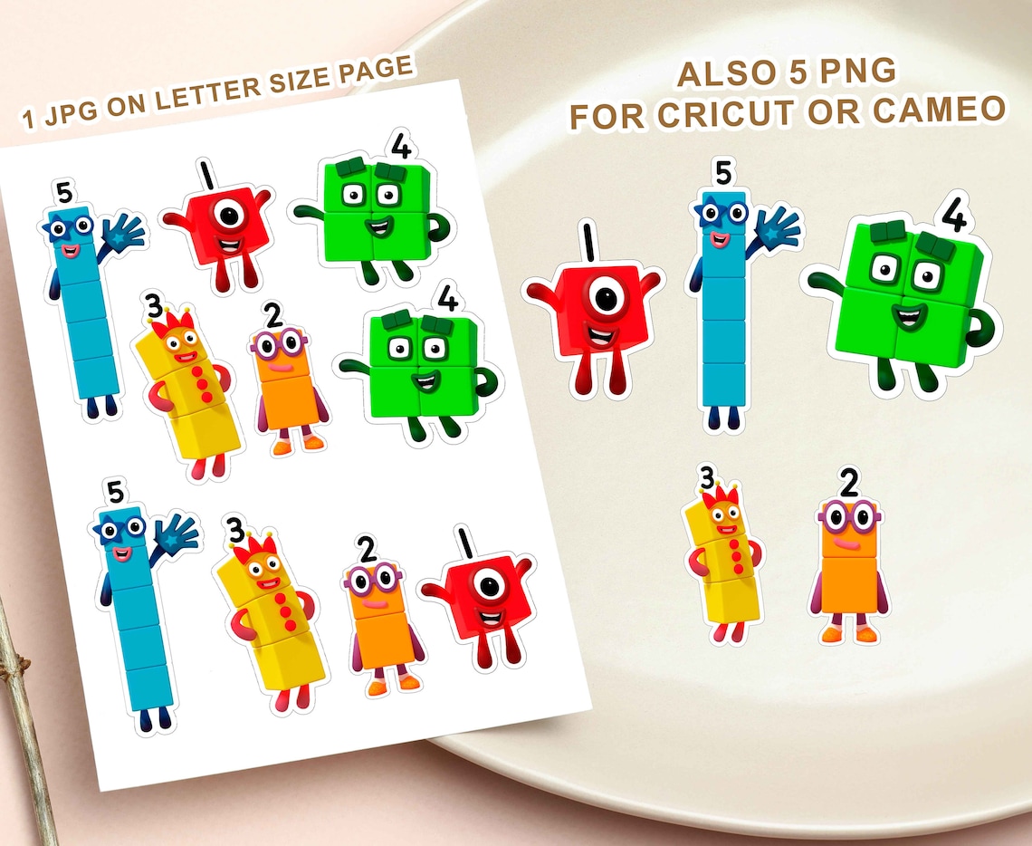 Numberblocks Cupcake Toppers 5 PNG Files 300DPI - Etsy Canada