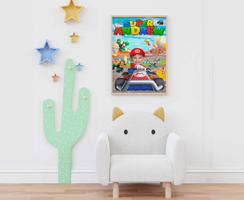 SUPER MARIO Kids Custom Portrait, Custom Photo, Mario Kart Poster ...
