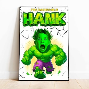 Hulk Birthday Photo Invitation, Custom Photo Hulk, Cartoon Face Hulk ...