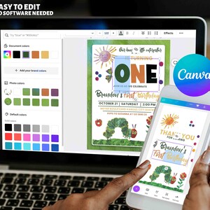 Editable the Very Hungry Caterpillar Birthday Invitation, Canva ...