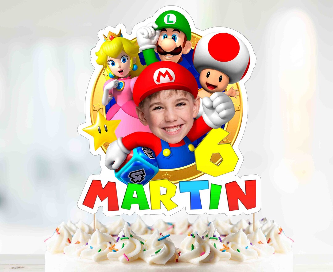 Super Mario Birthday Cake Topper: Custom Photo (digital) - Etsy