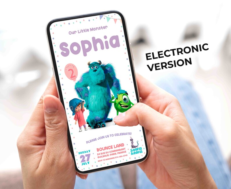 Editable Monsters Inc Boo Birthday Invitation Canva Template - Etsy