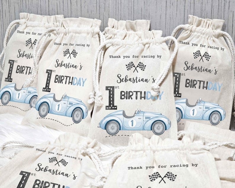 Fast One Birthday Favor Bags: Race Car Party Decorations, Two Fast ...