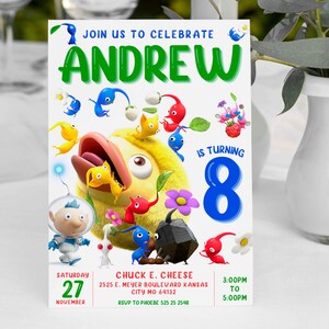 Pikmin Birthday Invitation, Pikmin Party Invite, Digital Invitation ...