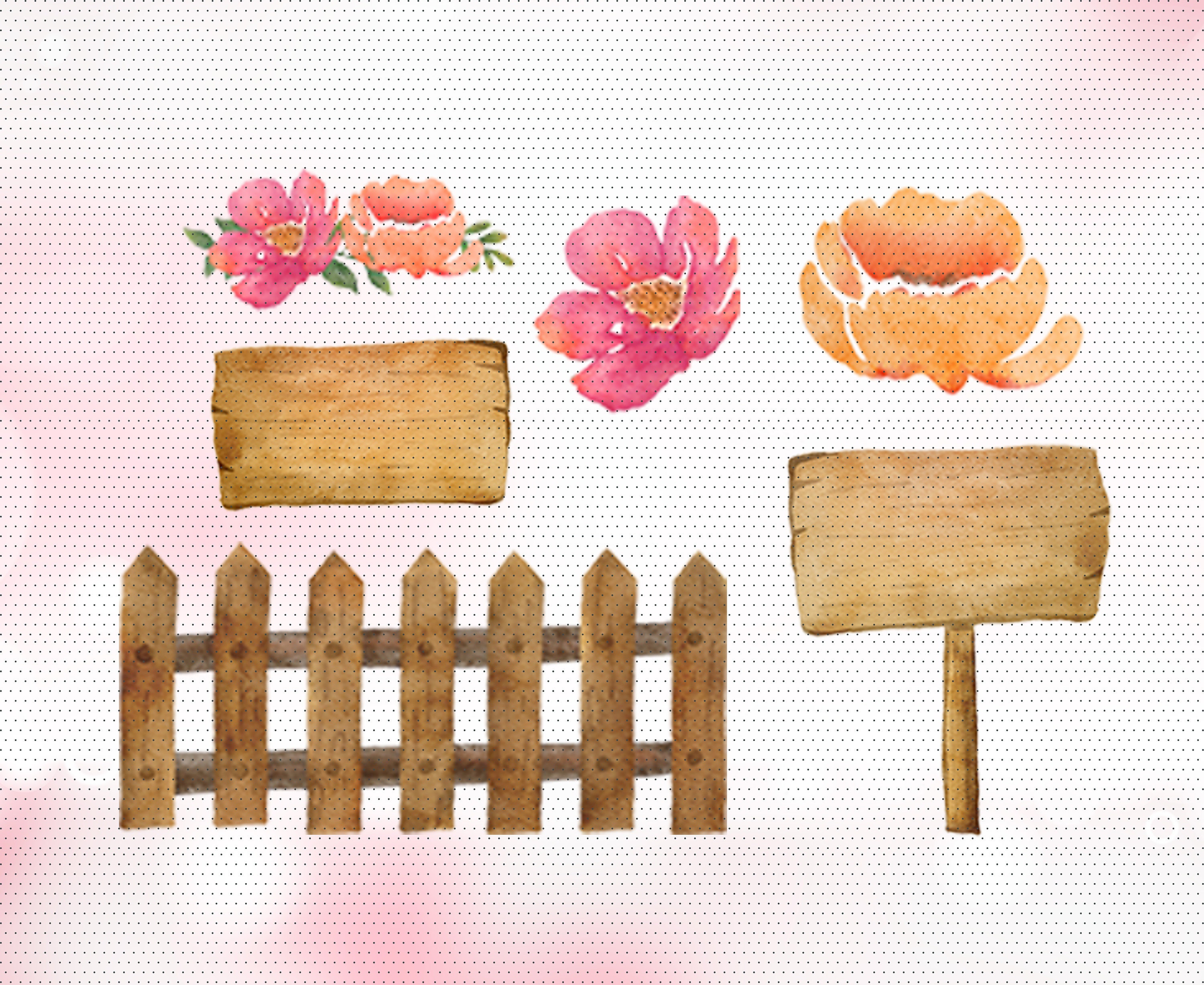 Watercolor Pink Cute Farm Clipart, Farm Animals Watercolor Digital ...