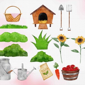 Watercolor Pink Farm Animals Clipart, 58 PNG Set (digital Download) - Etsy