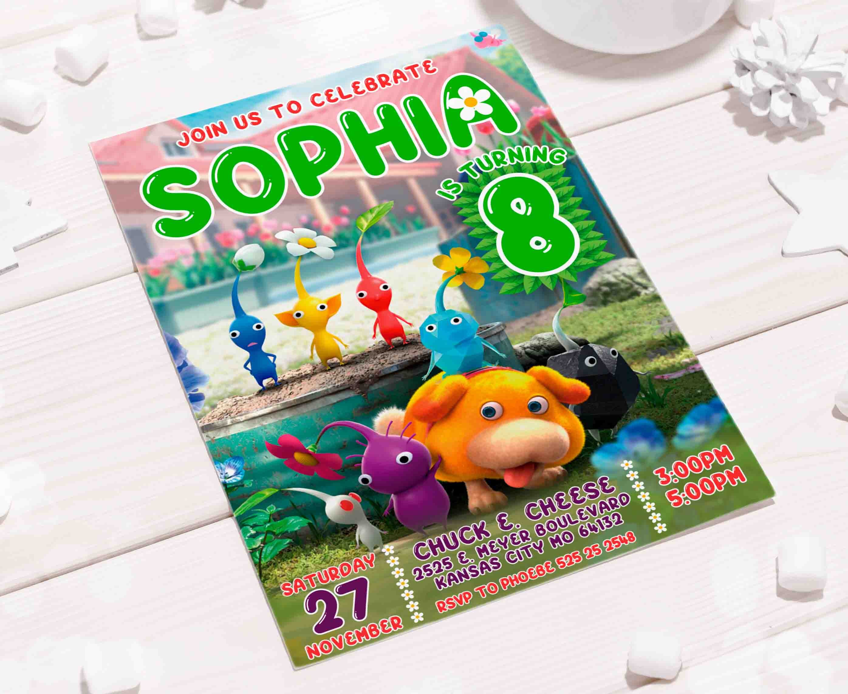 Pikmin Birthday Invitation, Pikmin Party Invite, Digital Invitation ...
