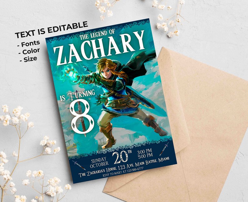 Editable the Legend of Zelda Birthday Invitation Canva - Etsy