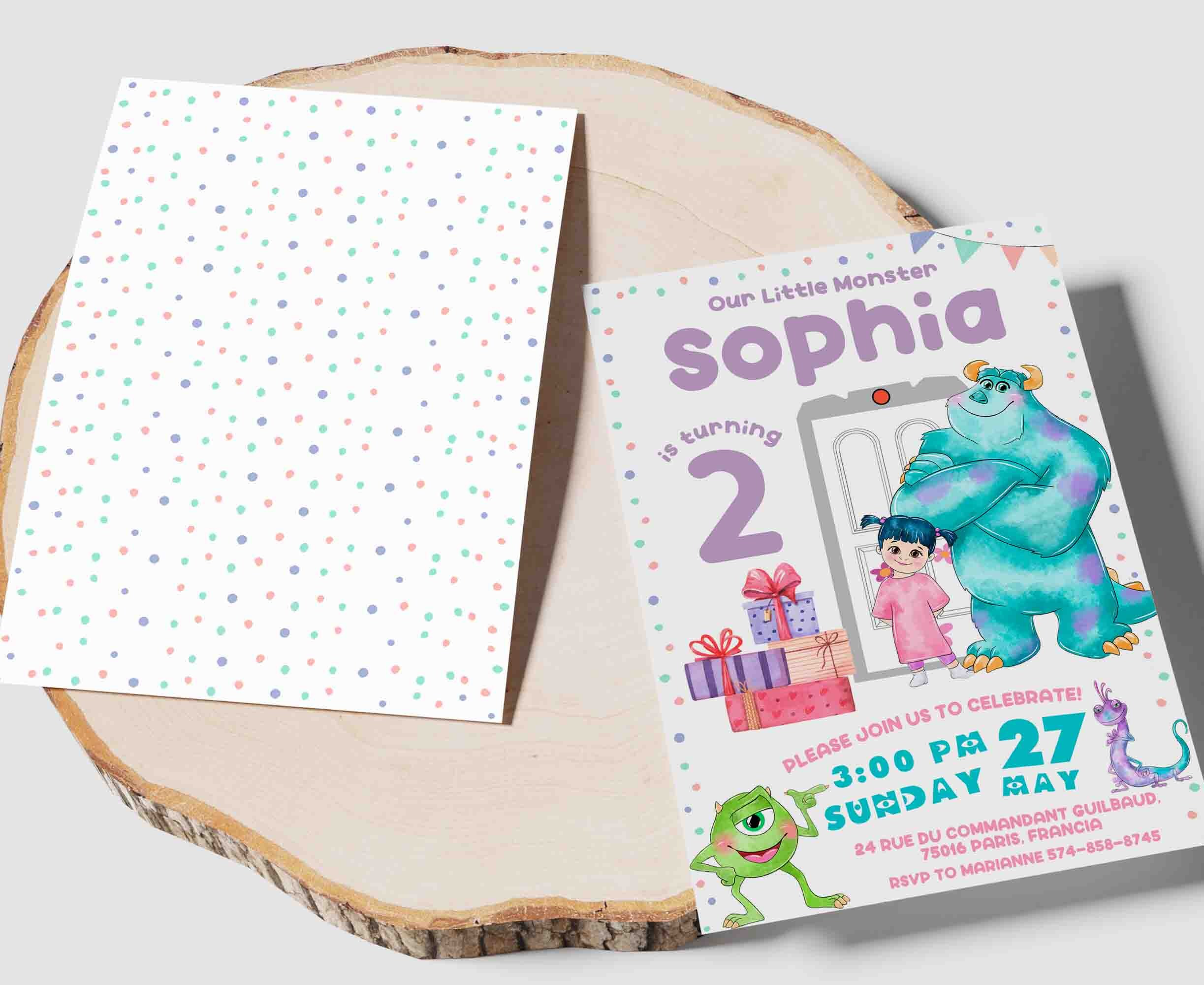 Editable Monsters Inc Boo Birthday Invitation, Canva Template, Mobile ...