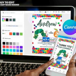 Editable the Very Hungry Caterpillar Birthday Invitation, Canva ...