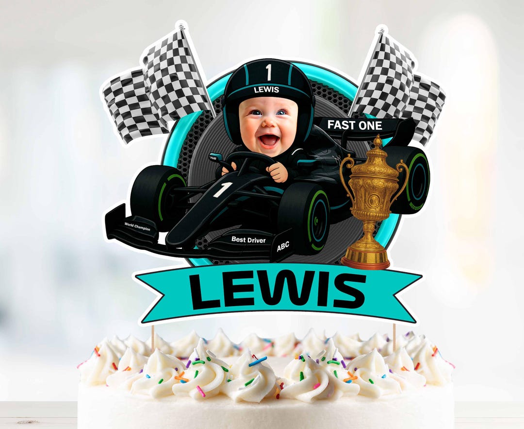 Fast One Racing Cake Topper: Custom Photo Birthday Party (digital ...