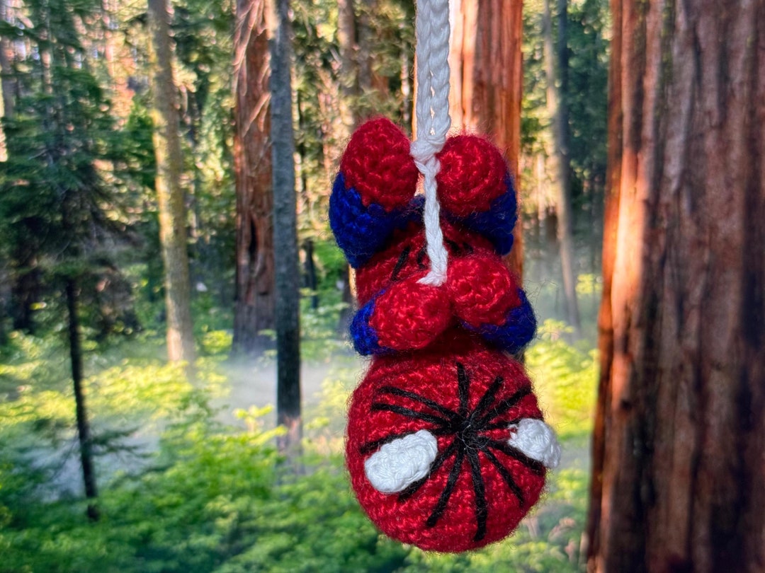 Crochet Spiderman Car Hanger, Handmade Cotton Spidey Charm - Etsy