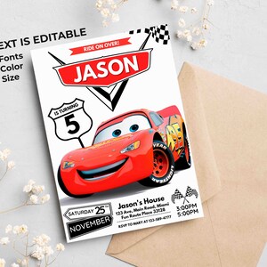 Editable Cars Birthday Invitation, Canva Template, Mobile Size, Label ...