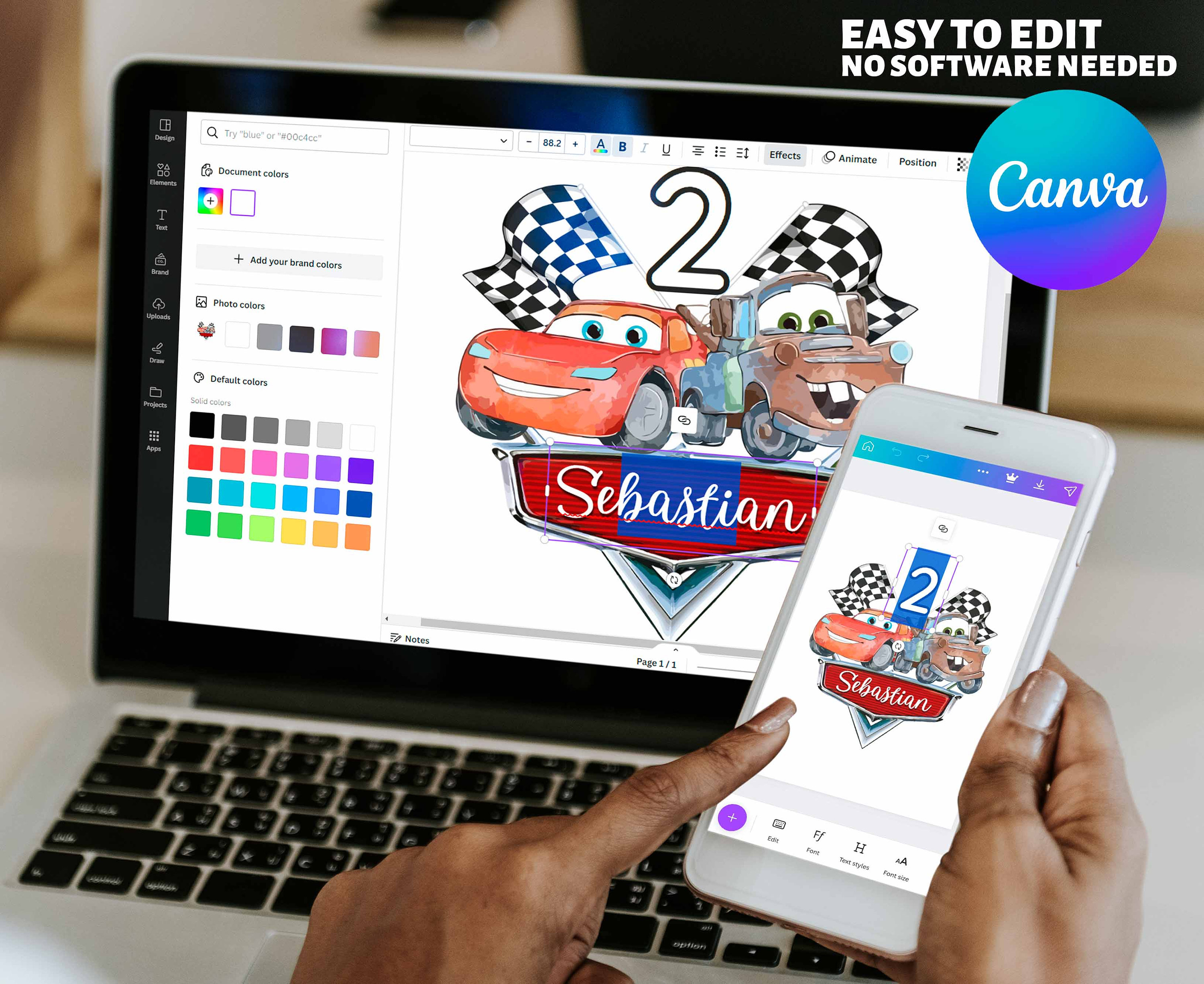 Watercolor Cars Cake Topper | Canva Template | Mater, Mcqueen - Etsy