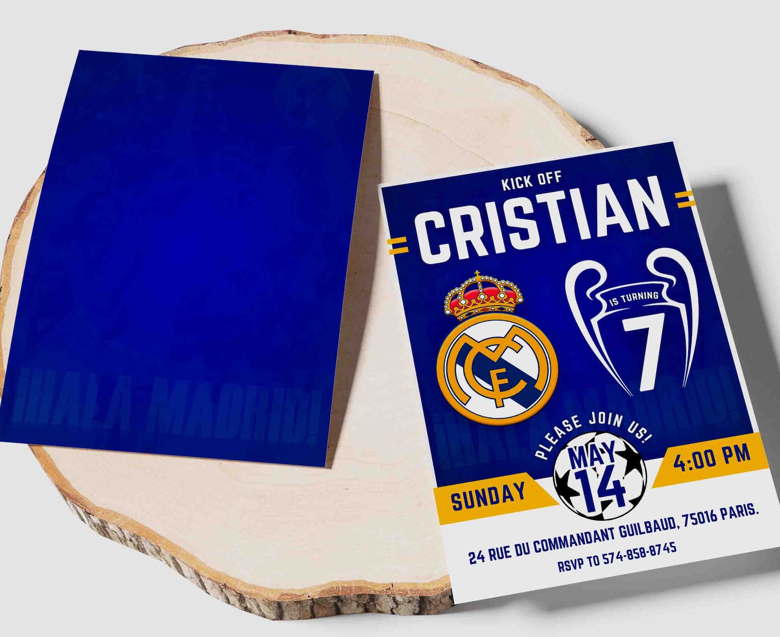 Editable Real Madrid Birthday Invitation, Canva Template, Mobile Size ...