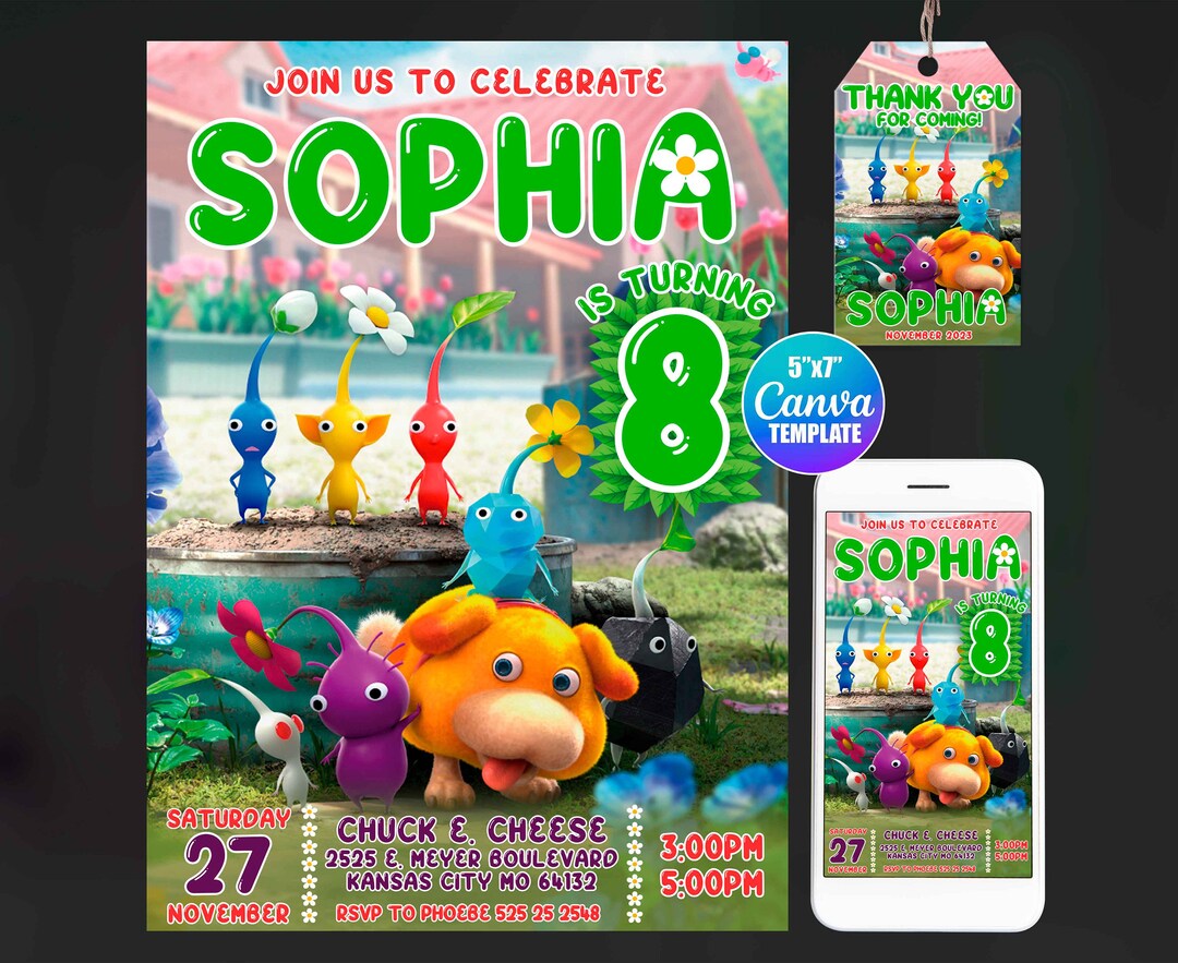 Pikmin Birthday Invitation, Pikmin Party Invite, Digital Invitation ...
