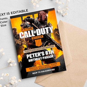 Editable Call of Duty Birthday Invitation, Canva Template, Mobile Size ...