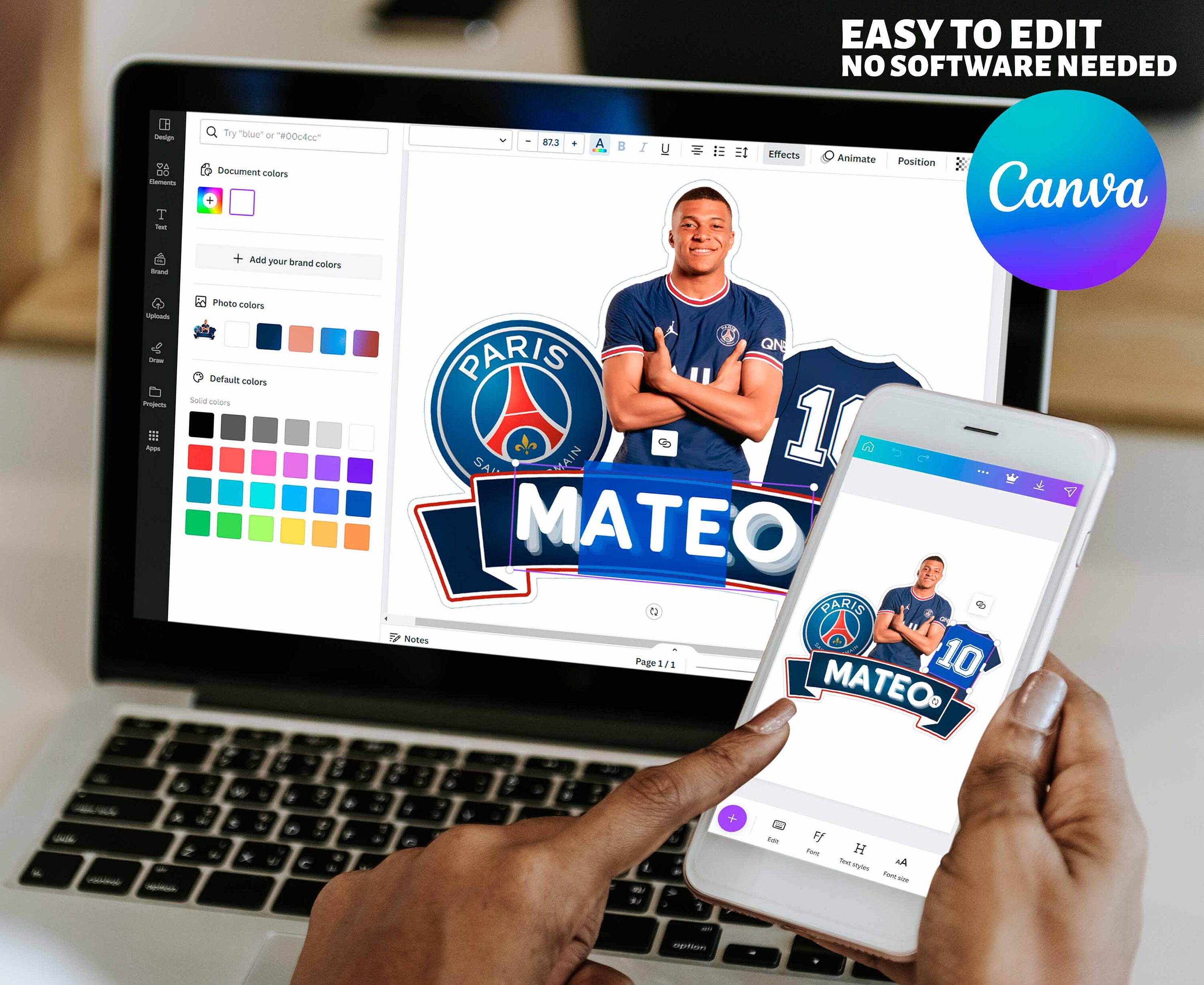 Mbappe PSG Cake Topper | Canva Template | Soccer - Etsy UK