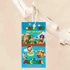 Super Mario Pool Party Birthday Invitation, Canva Template, Mobile Size ...