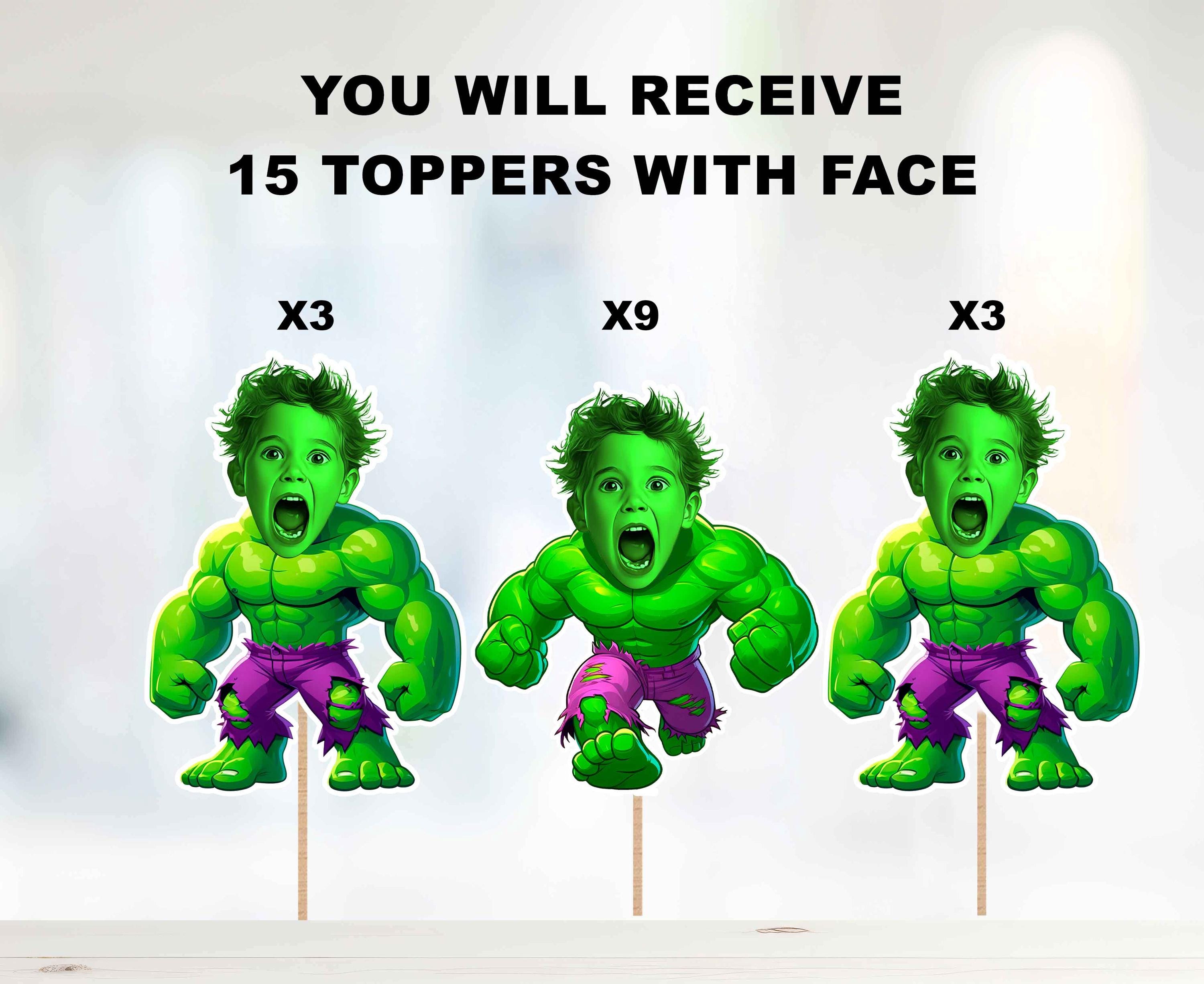 Hulk Photo Cupcake Toppers: Custom Birthday Party Decor (15 Pack) - Etsy