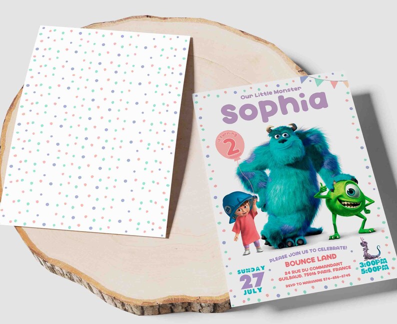 Editable Monsters Inc Boo Birthday Invitation, Canva Template, Mobile ...