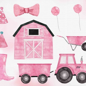 Watercolor Pink Farm Animals Clipart, 58 PNG Set (digital Download) - Etsy