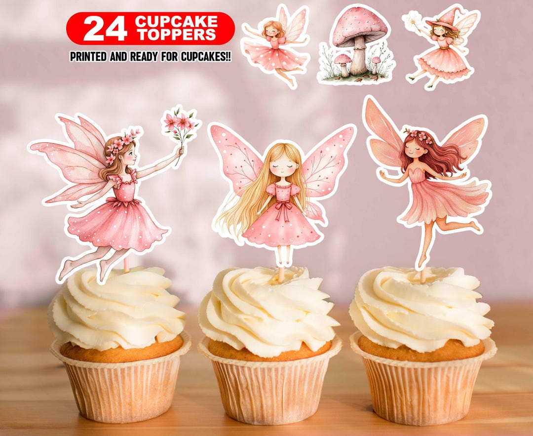 Fairies Cupcake Topper Birthday, Fairy Birthday Decoration, Enchanted ...