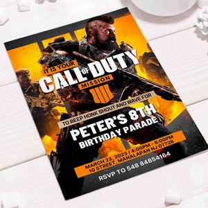 Editable Call of Duty Birthday Invitation, Canva Template, Mobile Size ...