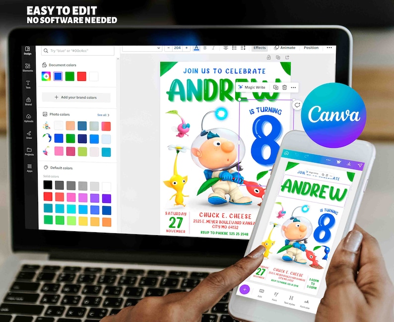 Pikmin Birthday Invitation, Pikmin Party Invite, Digital Invitation ...