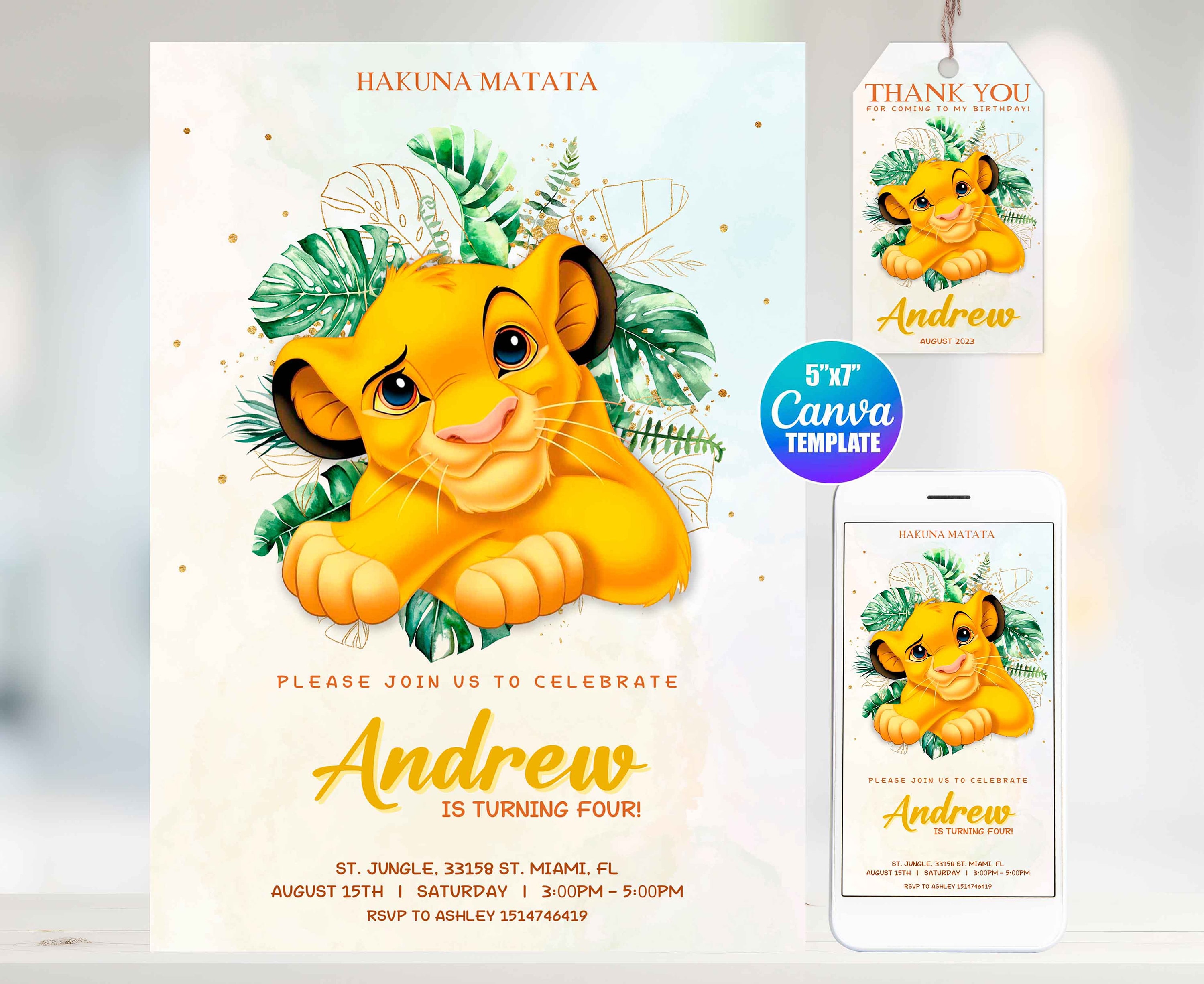 Invitaciones De Fiesta De Simba Para Imprimir