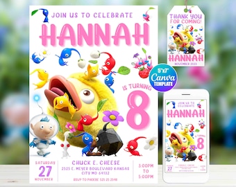 Pikmin Birthday Invitation, Pikmin Party Invite, Digital Invitation ...