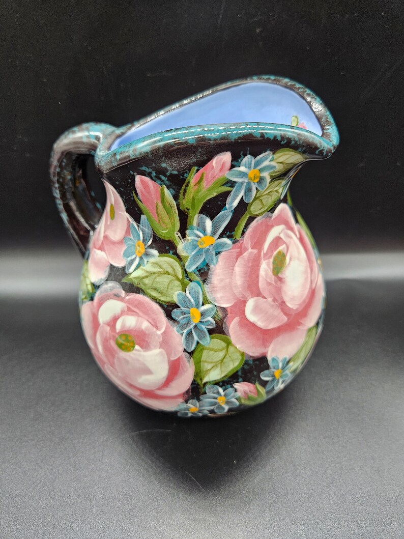 Vintage Floral Pottery Vase/pitcher - Etsy