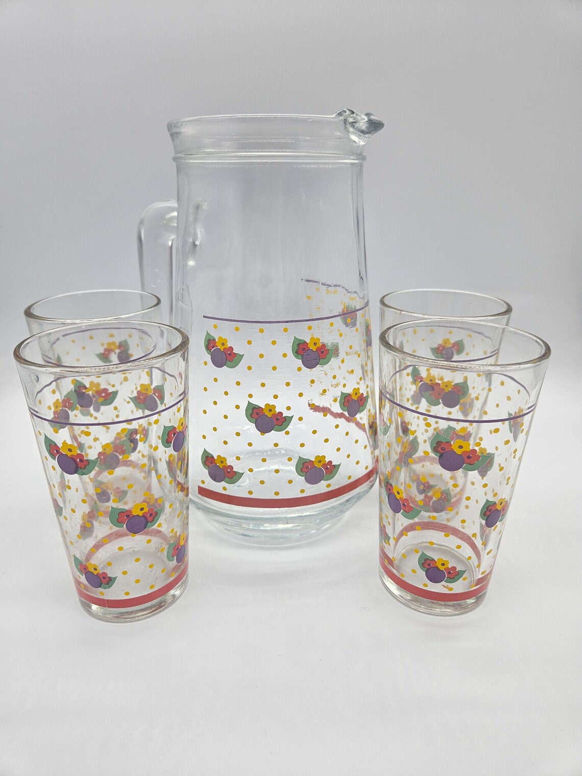 Vintage Flower Pitcher and Glass Set Made in Italy. - Etsy