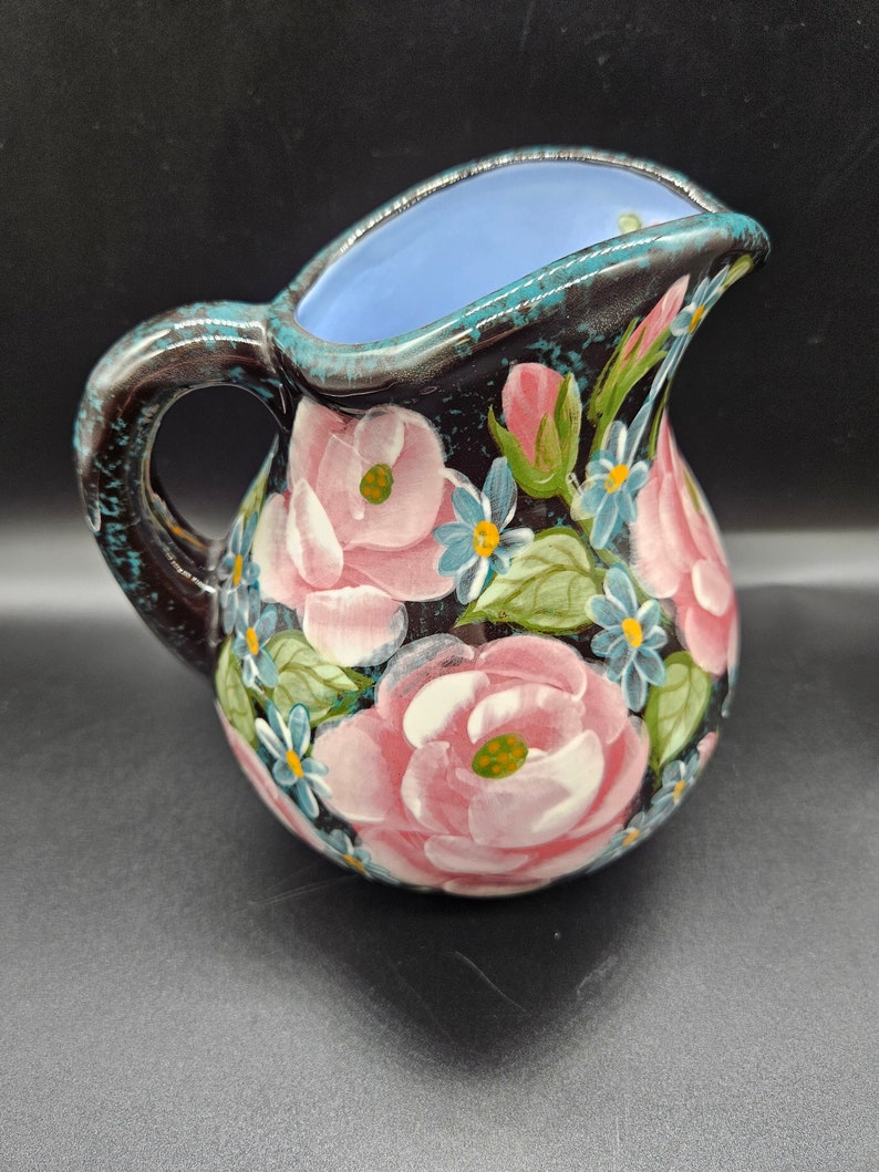 Vintage Floral Pottery Vase/pitcher - Etsy