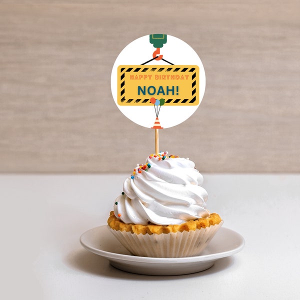 Construction Cupcake Toppers Template. Construction Party 1st Birthday ...