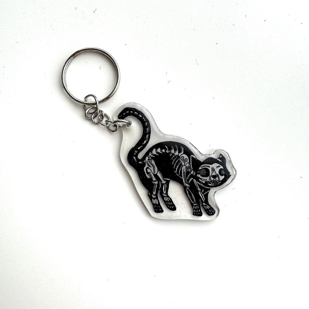 Spooky Creepy Black Cat Skeleton, Great Gift for Mortician, Scary Gifts ...