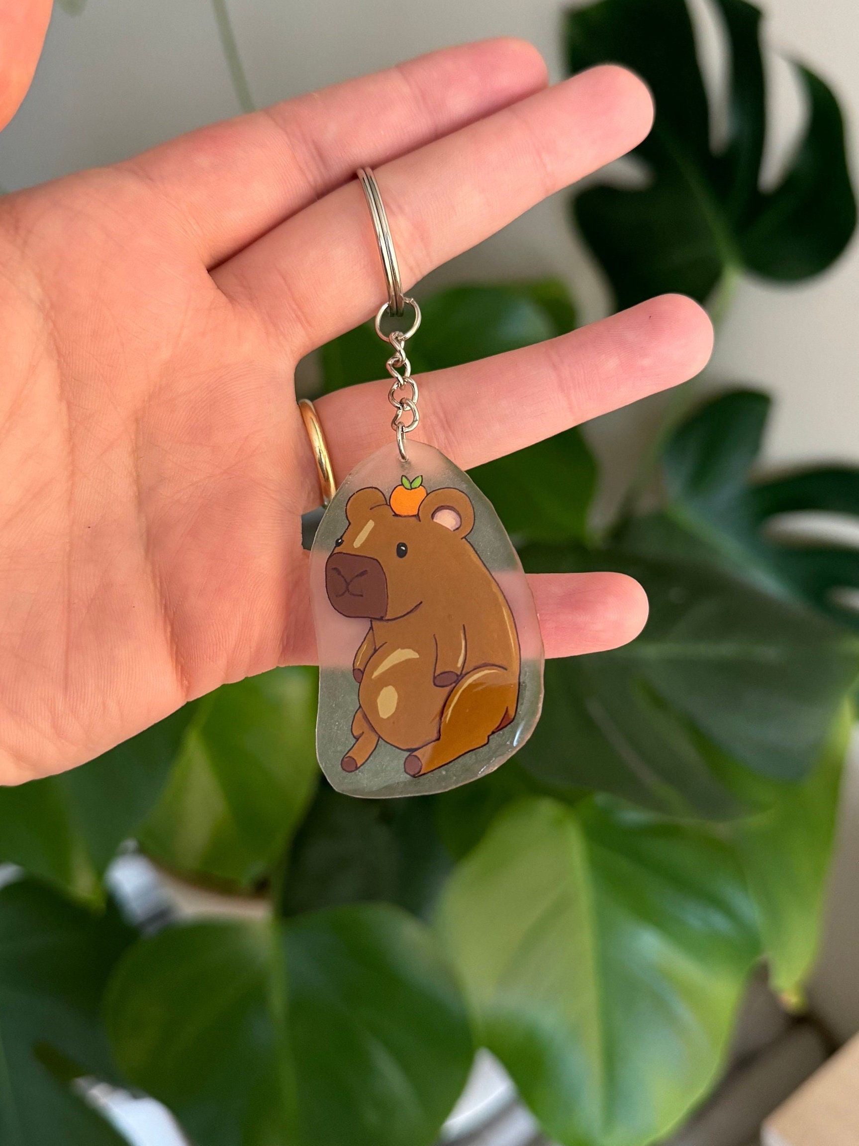 Cute Capybara Keychain With Orange on Head, Perfect Kawaii Gift for ...