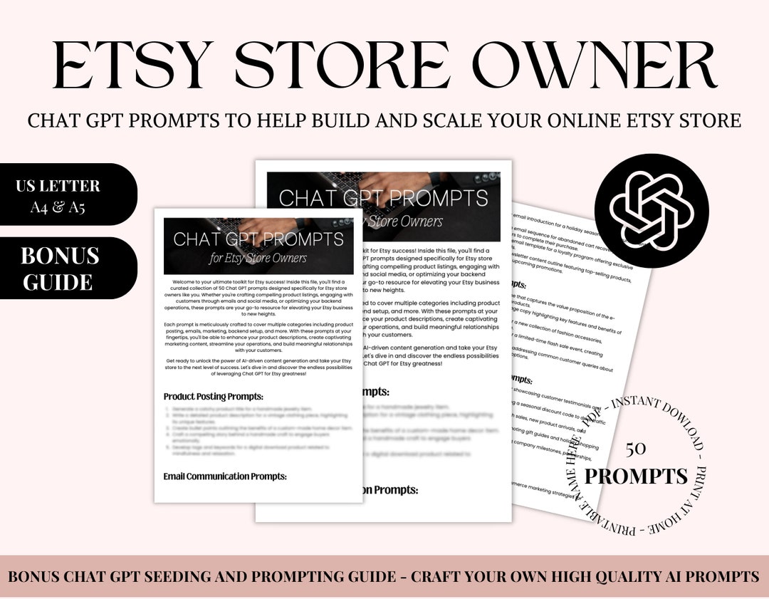 Etsy Sellers Guide to Chatgpt Prompts How to Sell on Etsy AI Prompts Bundle Chat GPT Prompts for ...