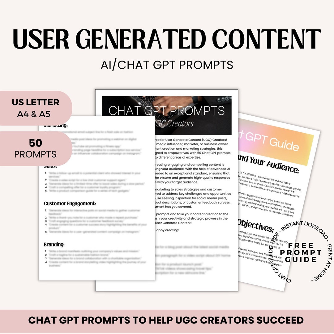 Creative UGC Prompts Guide With Chat GPT, Targeted Prompts, Endless ...