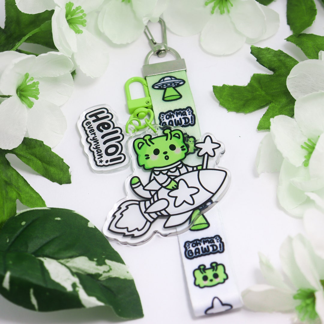 Alien Cat Meme Acrylic Keychain Lanyard Set Alienposting Geeble Jotchua ...