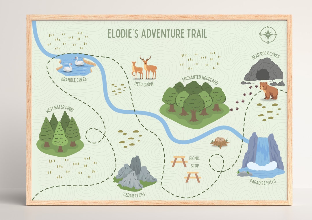 Personalised Woodland Adventure Trail Map Children’s Poster | Woodland ...