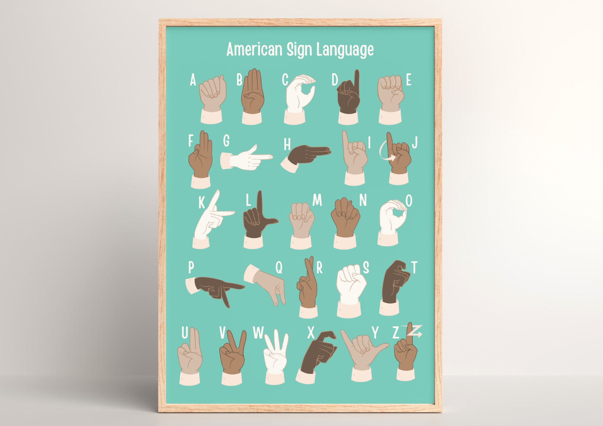 American Sign Language Alphabet Personalised Kids Poster ASL Alphabet ...
