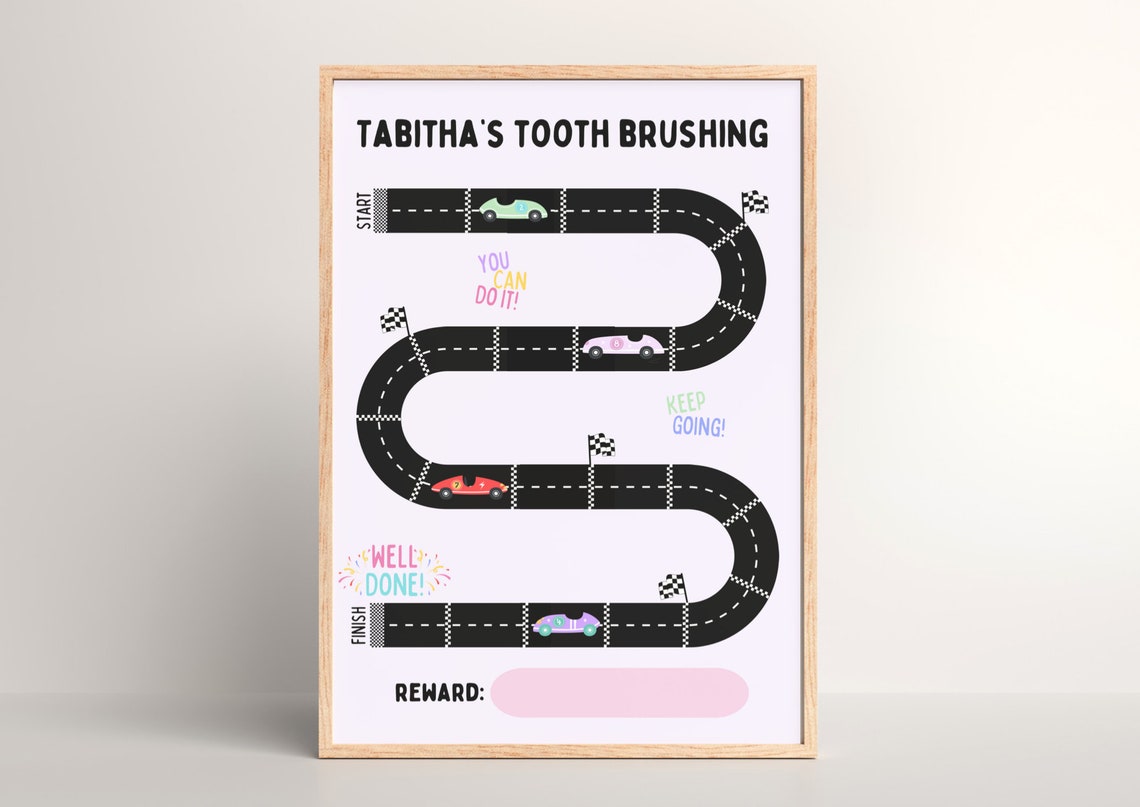 Race Track Personalised Kids Reward Chart | Potty Training, Teeth ...