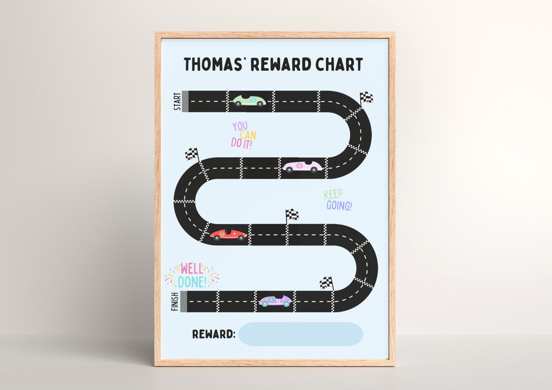 Race Track Personalised Kids Reward Chart | Potty Training, Teeth ...