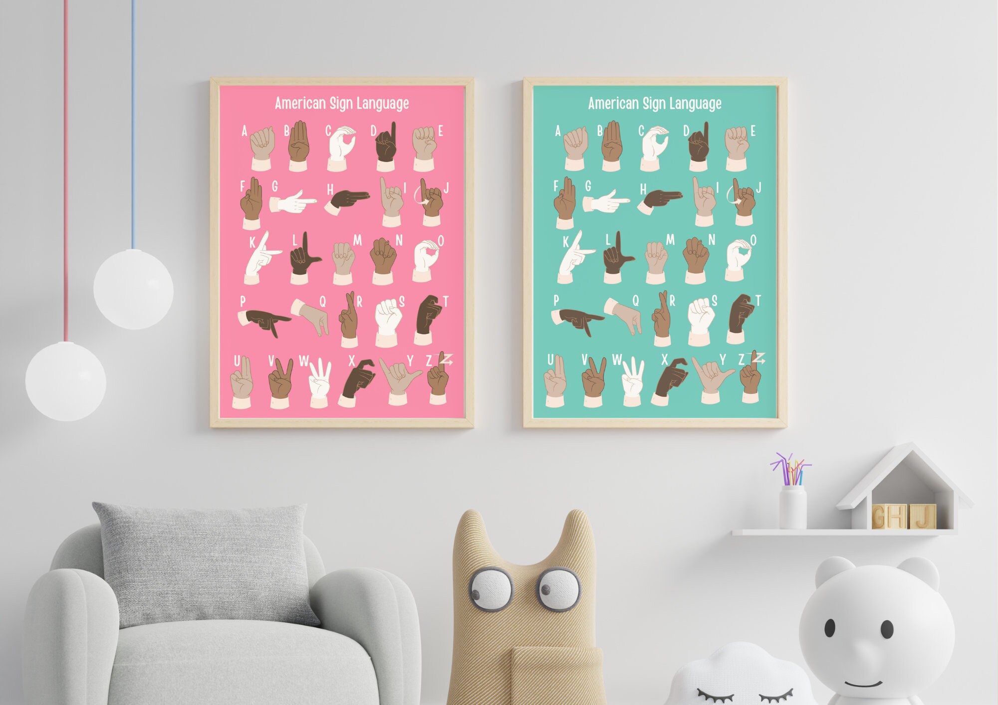 American Sign Language Alphabet Personalised Kids Poster | ASL Alphabet ...