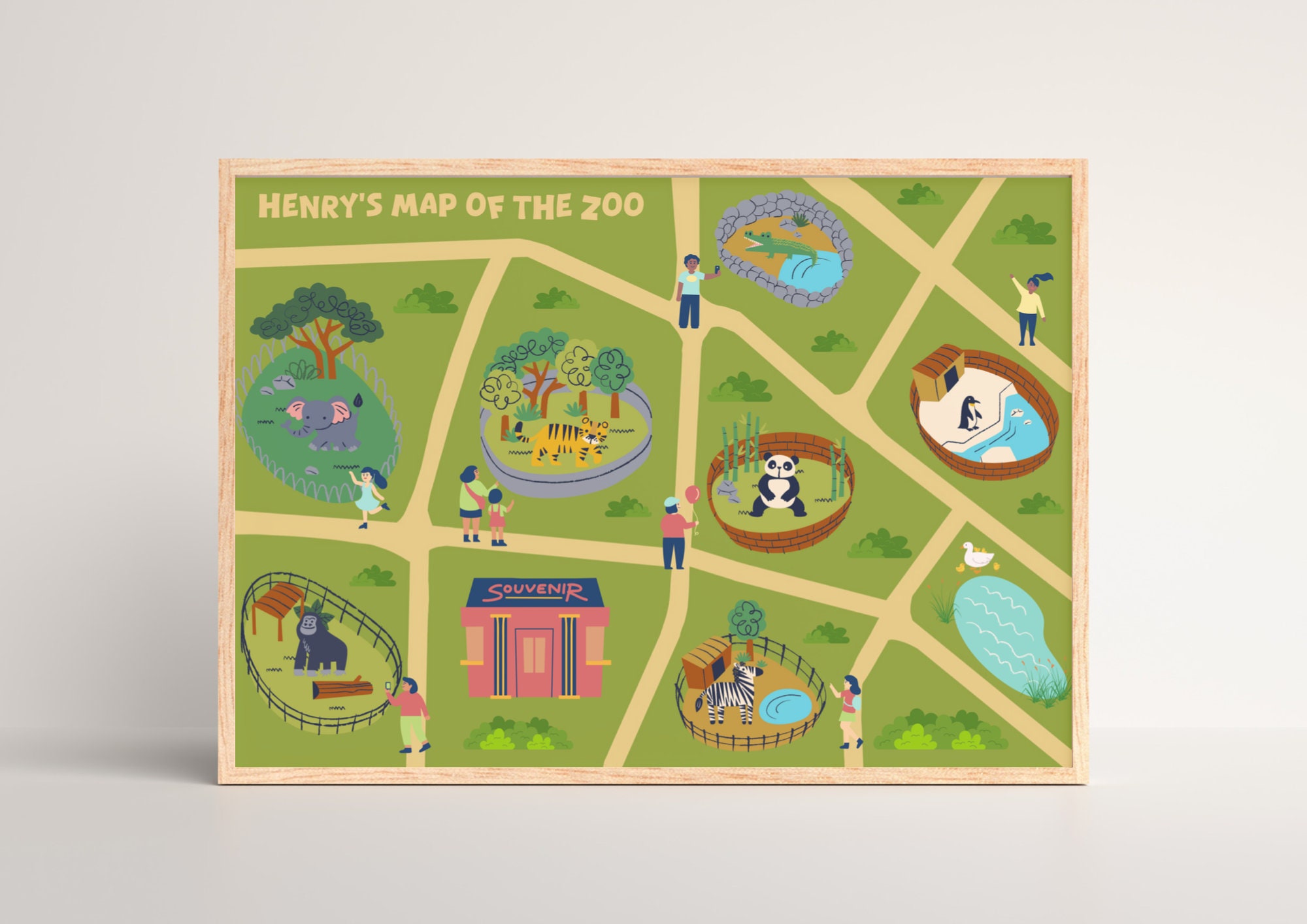 Map of the Zoo Personalised Kids Print Zoo Animals Nursery Art Kids ...