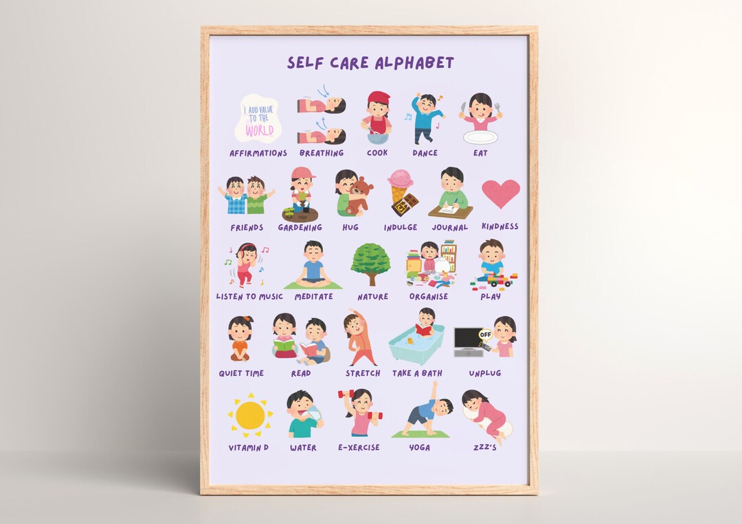 Self Care Alphabet Personalised Kids Poster | Mindfulness ABC ...