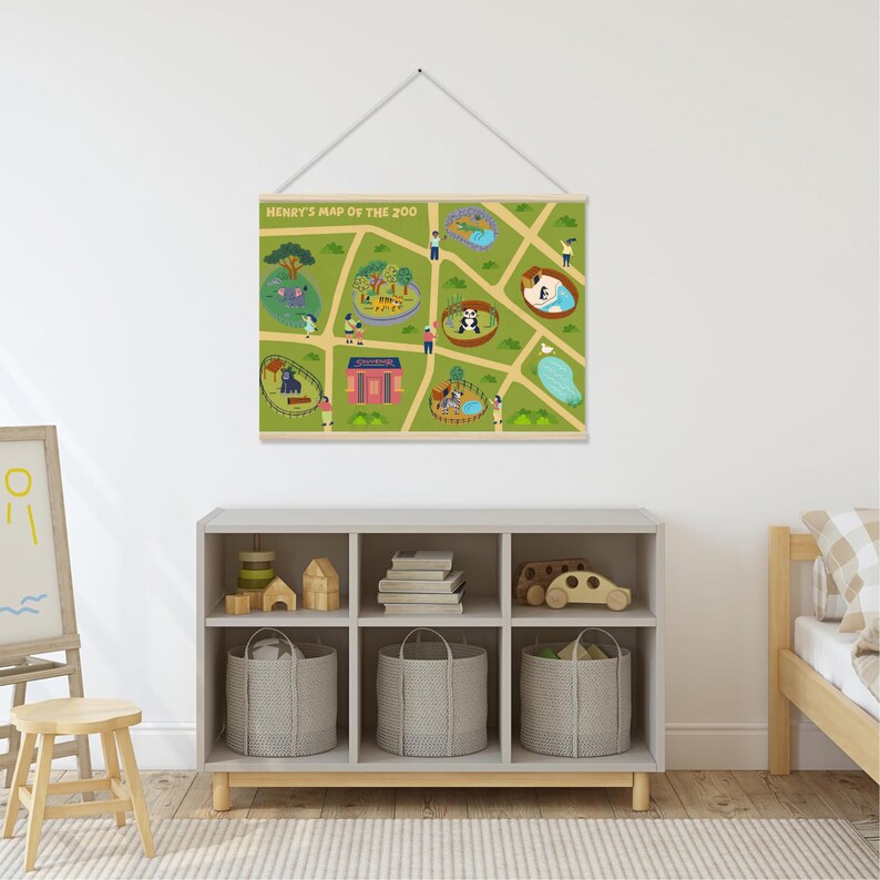 Map of the Zoo Personalised Kids Print Zoo Animals Nursery Art Kids ...